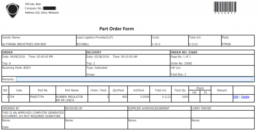 Electronic Parts ordering system (E-POS) - Applizone